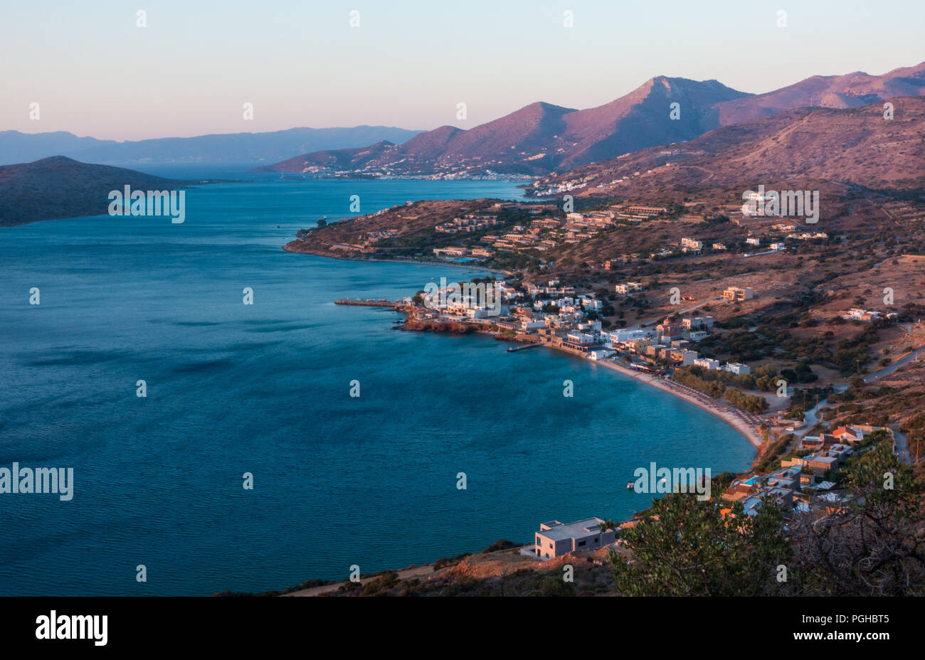 Bay of Elounda at dawn, Crete Stock Photo - Alamy