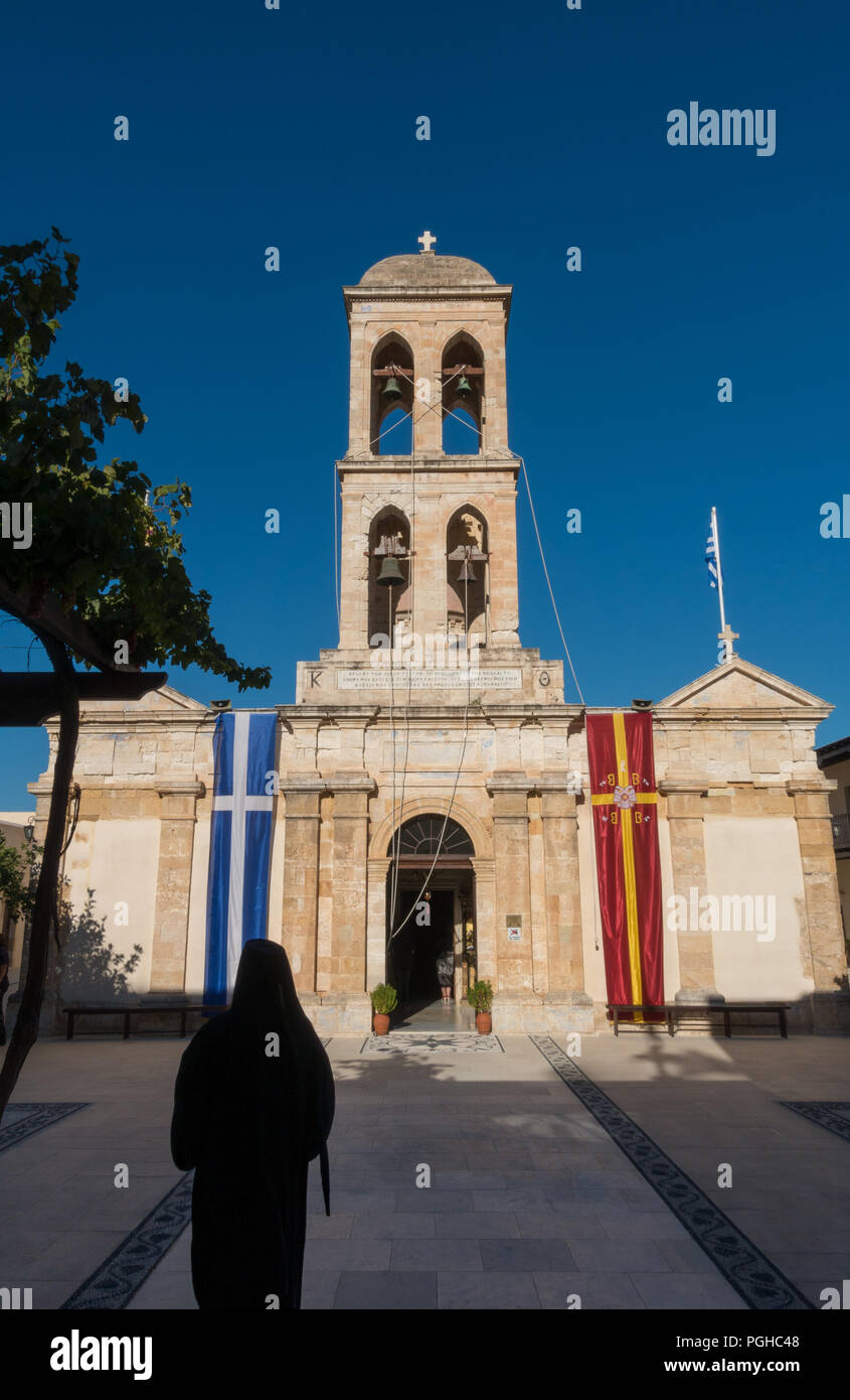 Orthodox Greek monk in Moni Gonia monastery, Rodhopou peninsula, Crete ...