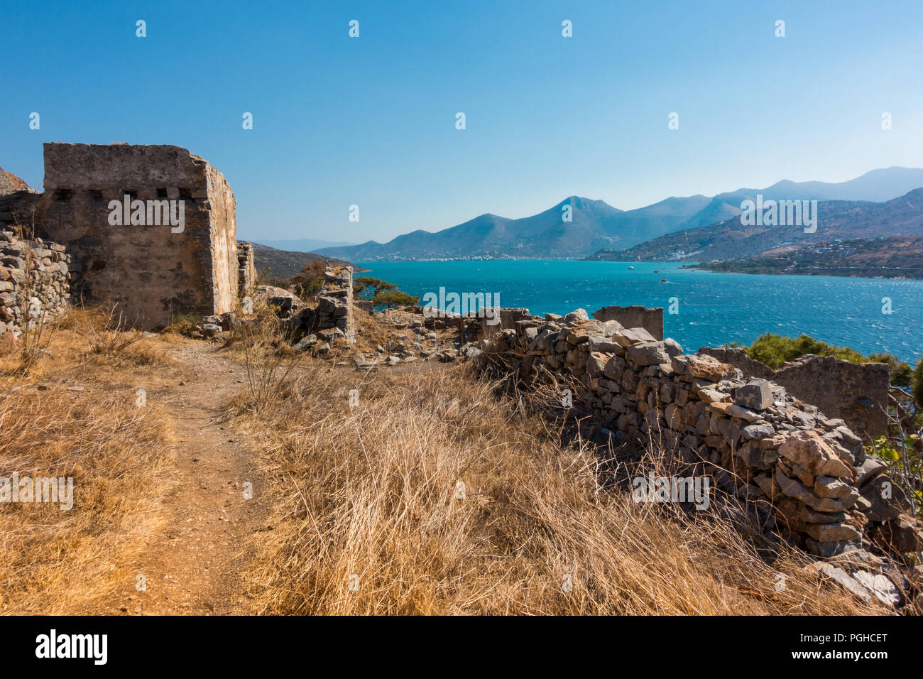 Spinalonga island, Bay of Elounda, Crete Stock Photo - Alamy