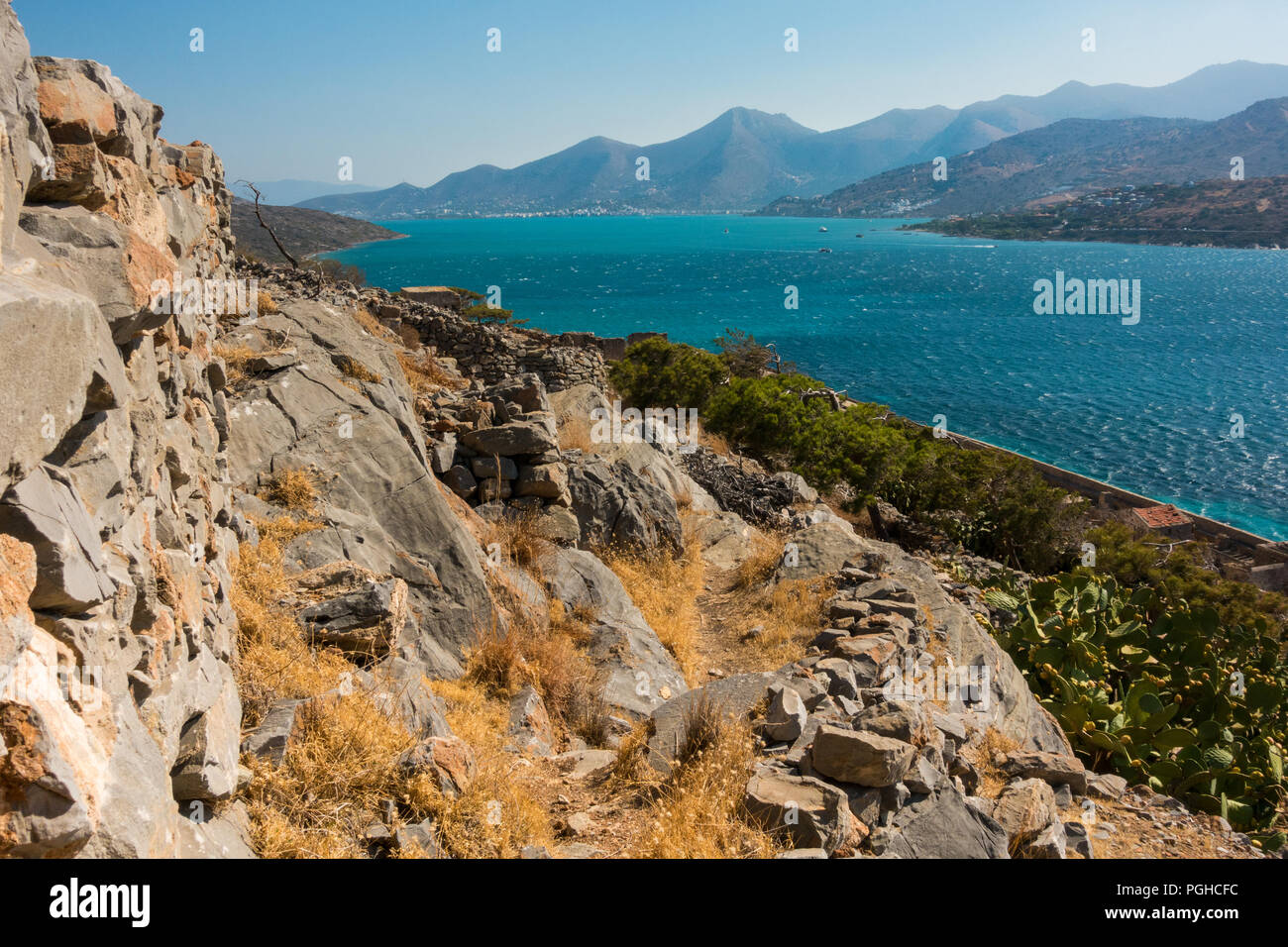 Spinalonga island, Bay of Elounda, Crete Stock Photo - Alamy