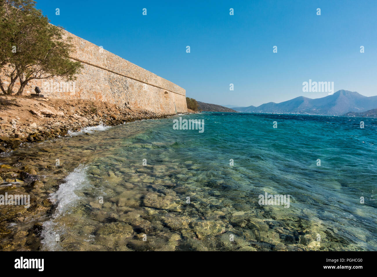 Spinalonga island, Bay of Elounda, Crete Stock Photo - Alamy