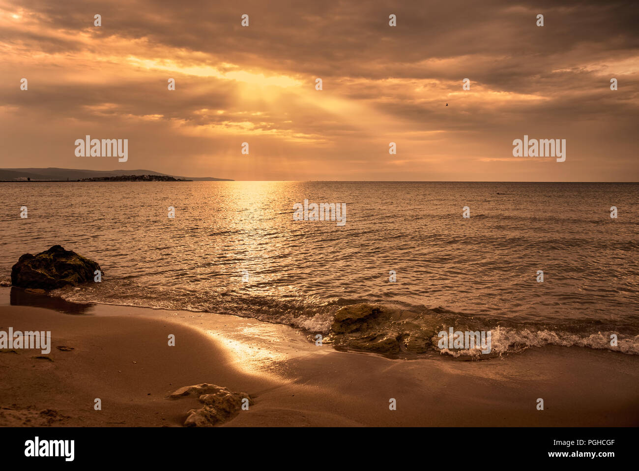 Beautiful landscape with sea coast with rock Stock Photo - Alamy