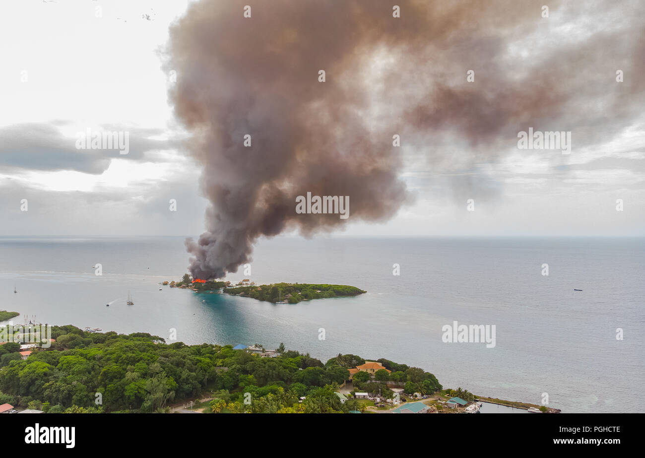 Disaster Fire On Small Caribbean Island Stock Photo - Alamy