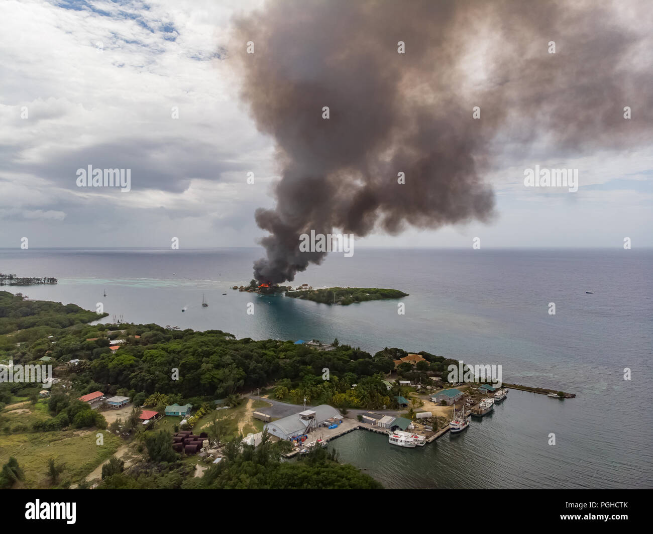 Disaster Fire On Small Caribbean Island Stock Photo - Alamy
