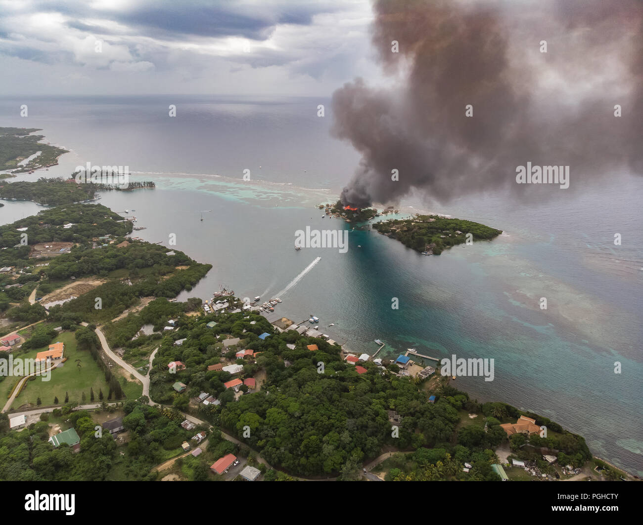 Disaster Fire On Small Caribbean Island Stock Photo - Alamy