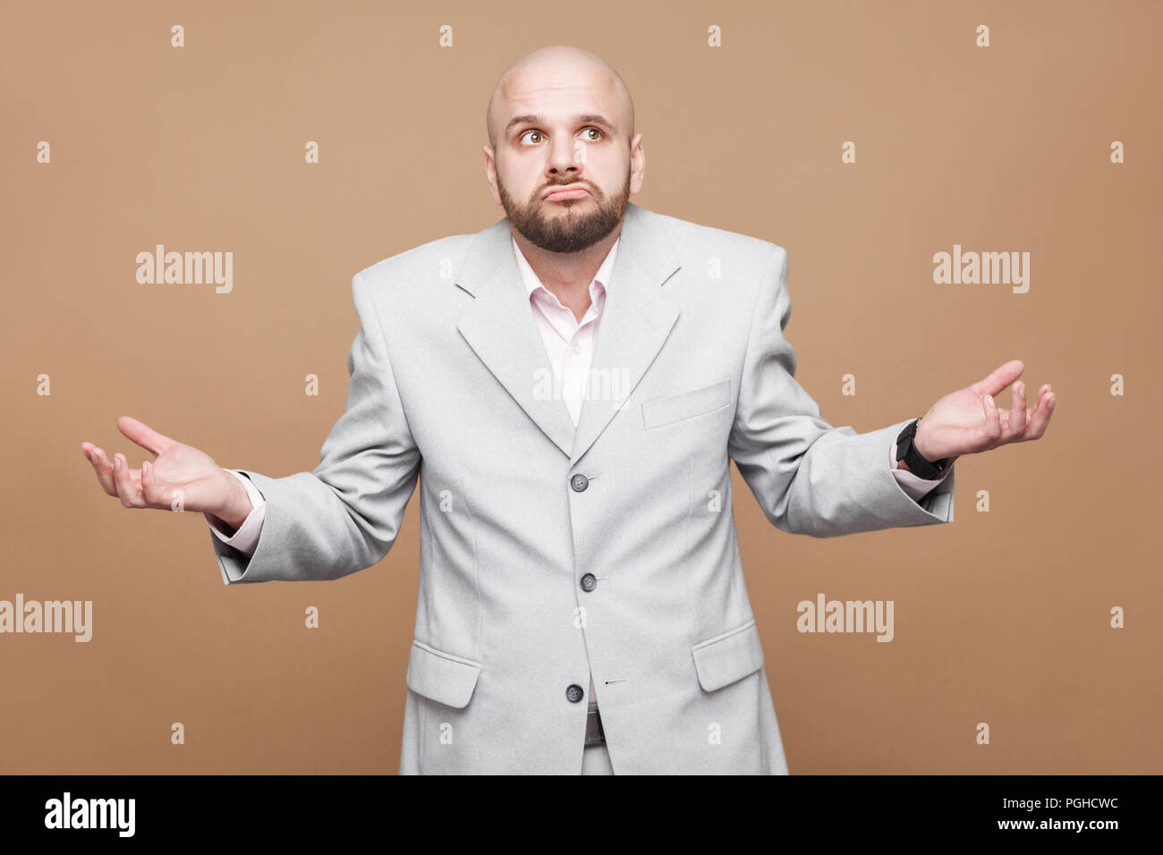 I Dont Know Portrait Of Confused Crossed Hands Handsome Middle Aged