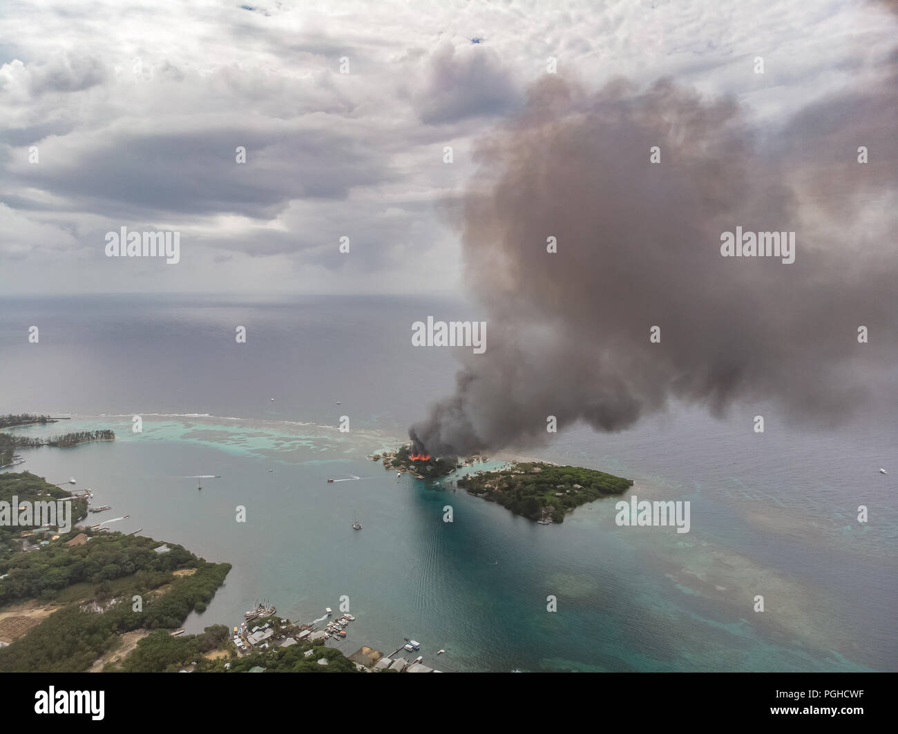 Disaster Fire On Small Caribbean Island Stock Photo - Alamy