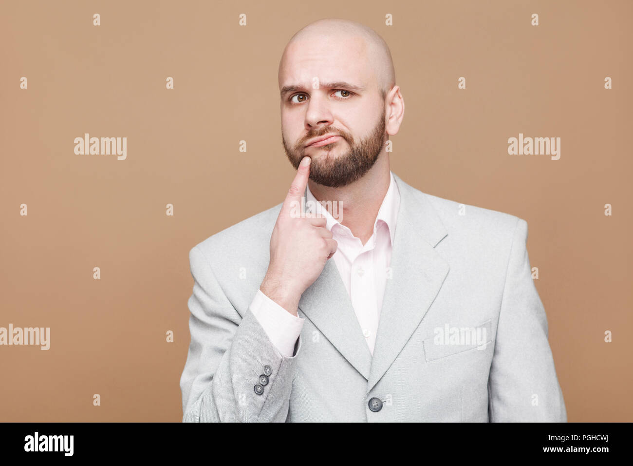 Let Me Think Confused Thoughtful Handsome Middle Aged Bald Bearded