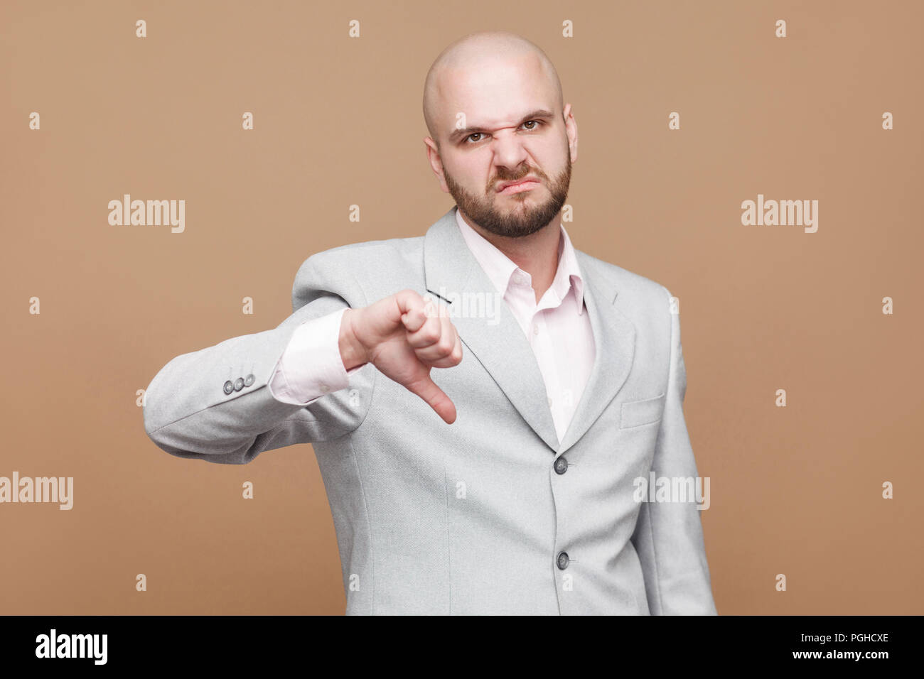 Its Too Bad Portrait Of Handsome Sad Middle Aged Bald Bearded