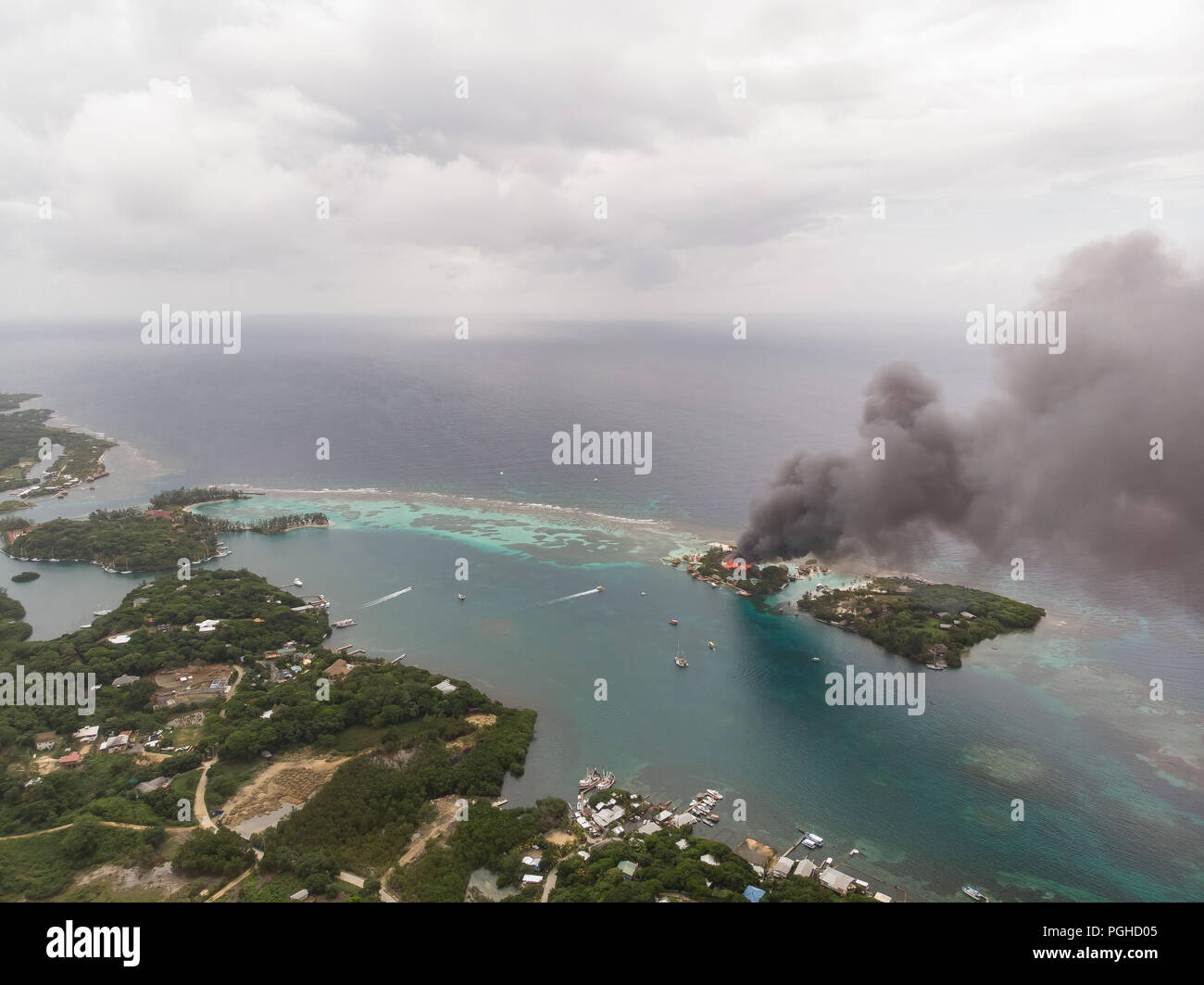 Disaster Fire On Small Caribbean Island Stock Photo - Alamy