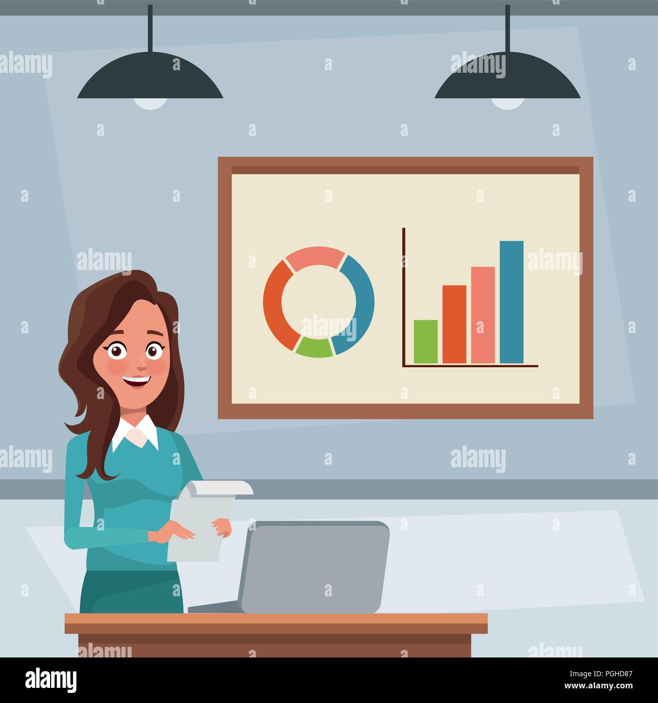 Woman sales manager working Stock Vector Images - Alamy