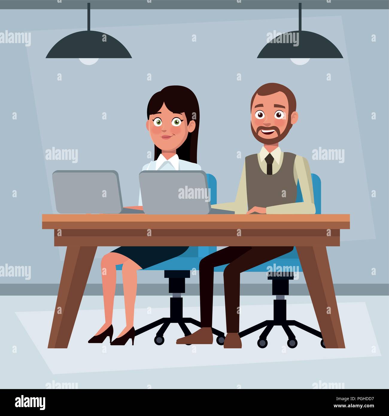 Workers office smiling Stock Vector Images - Alamy