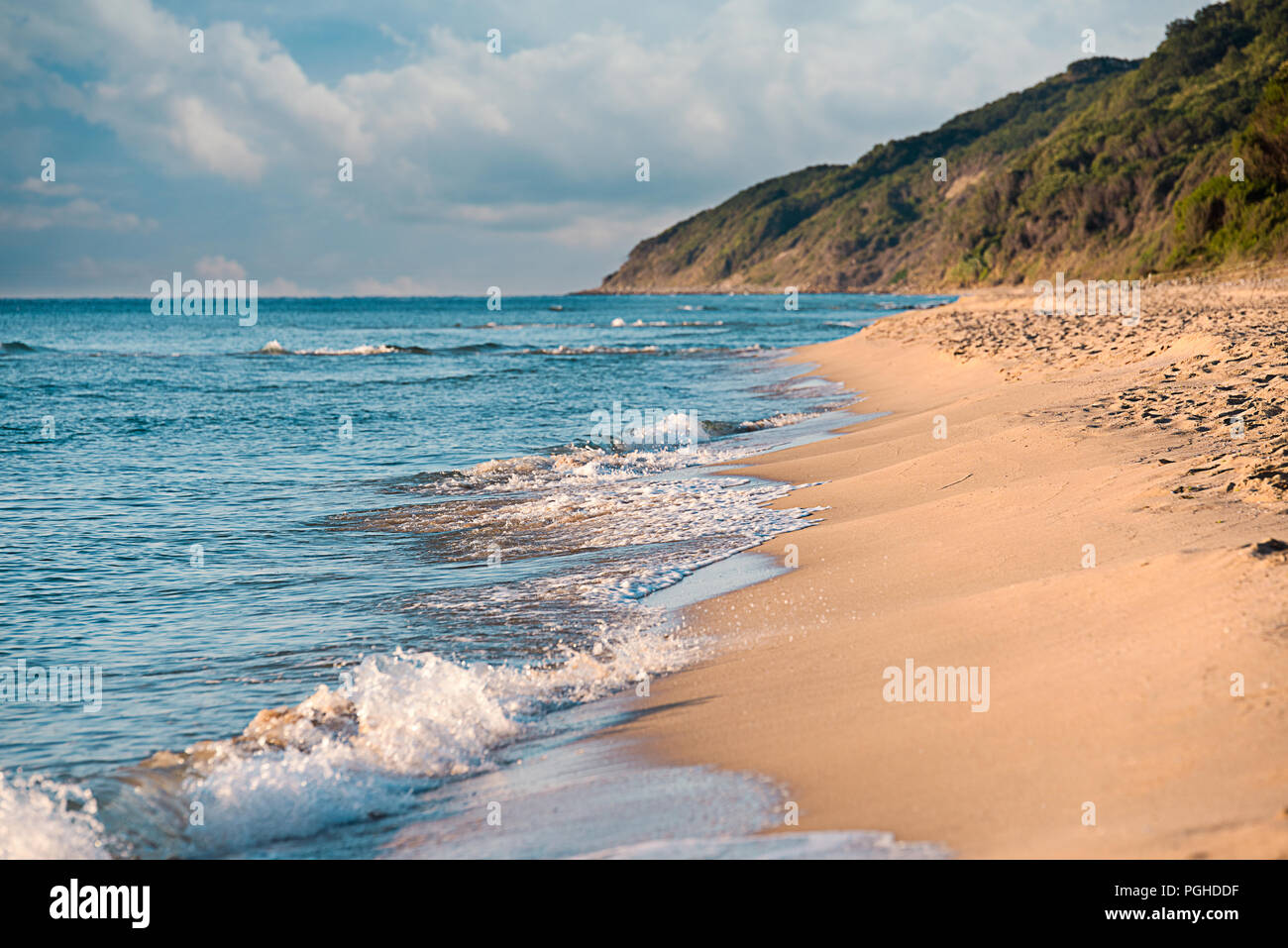 Tropical sandy beach and blue ocean Stock Photo - Alamy