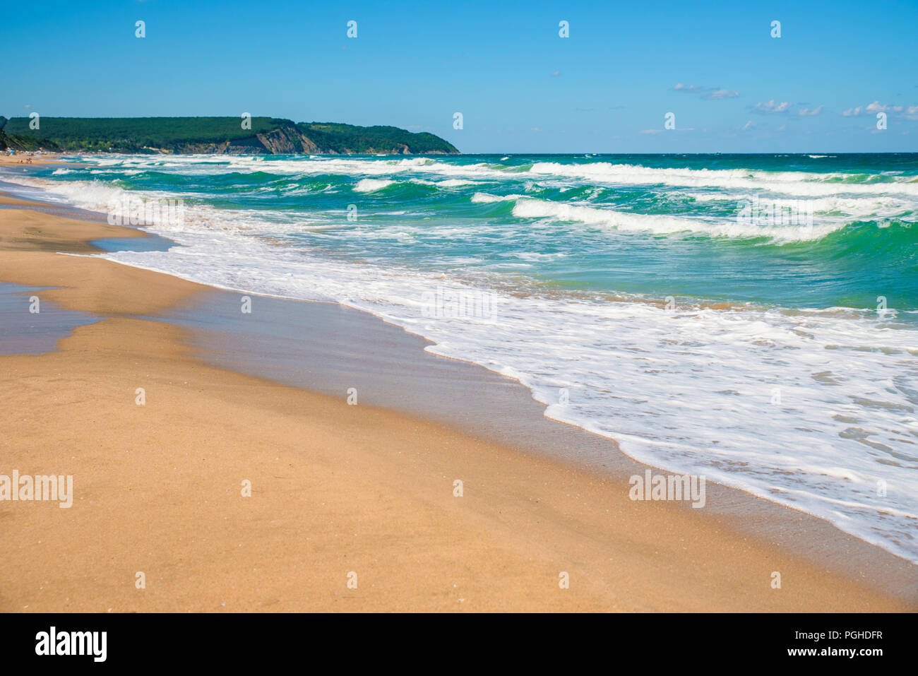 Tropical sandy beach and blue ocean Stock Photo - Alamy