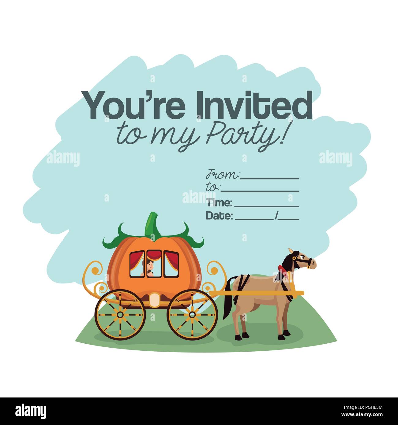 Halloween kids party invitation card with cute cartoons vector ...