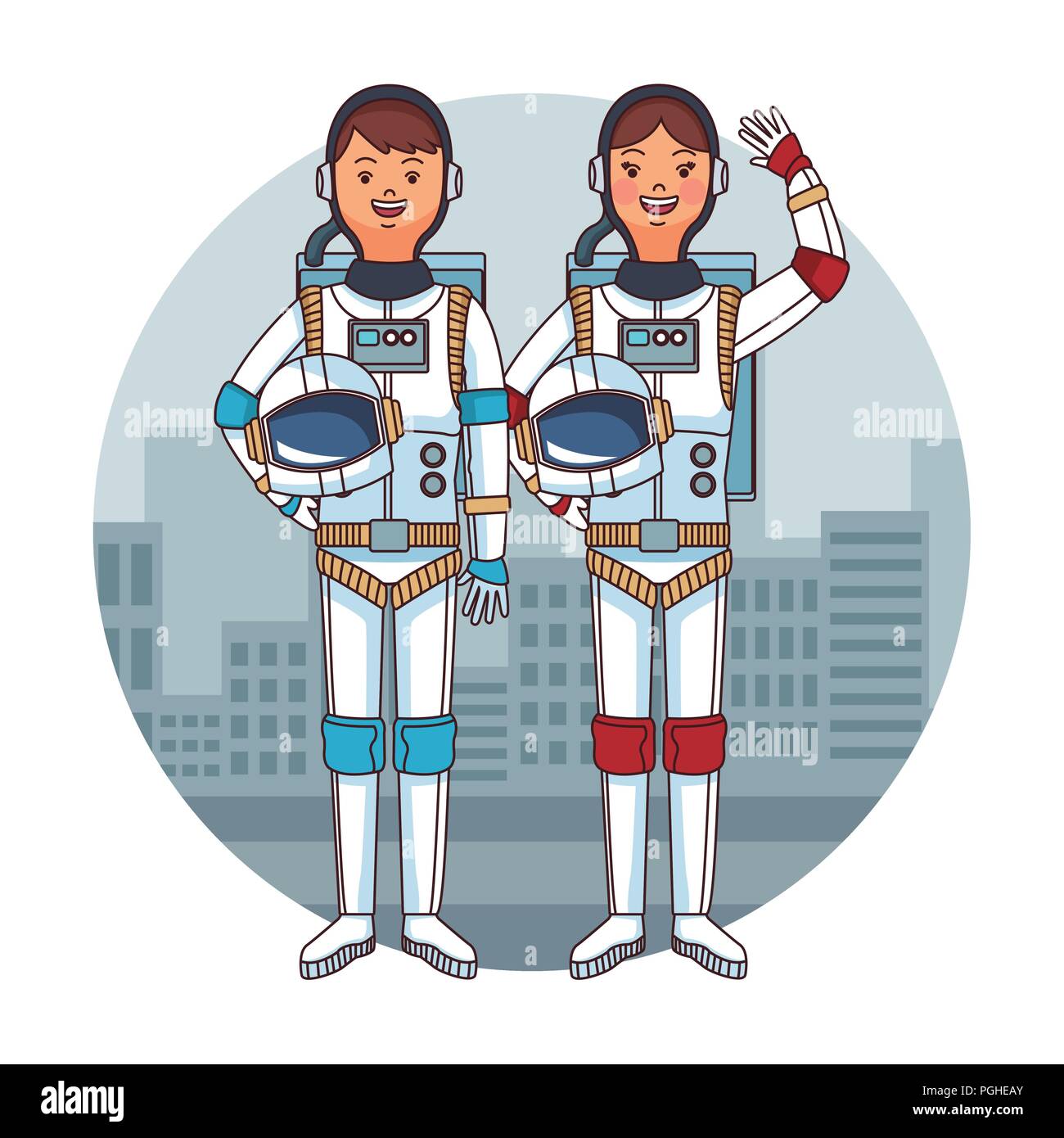 Astronauts couple cartoon Stock Vector Image & Art - Alamy
