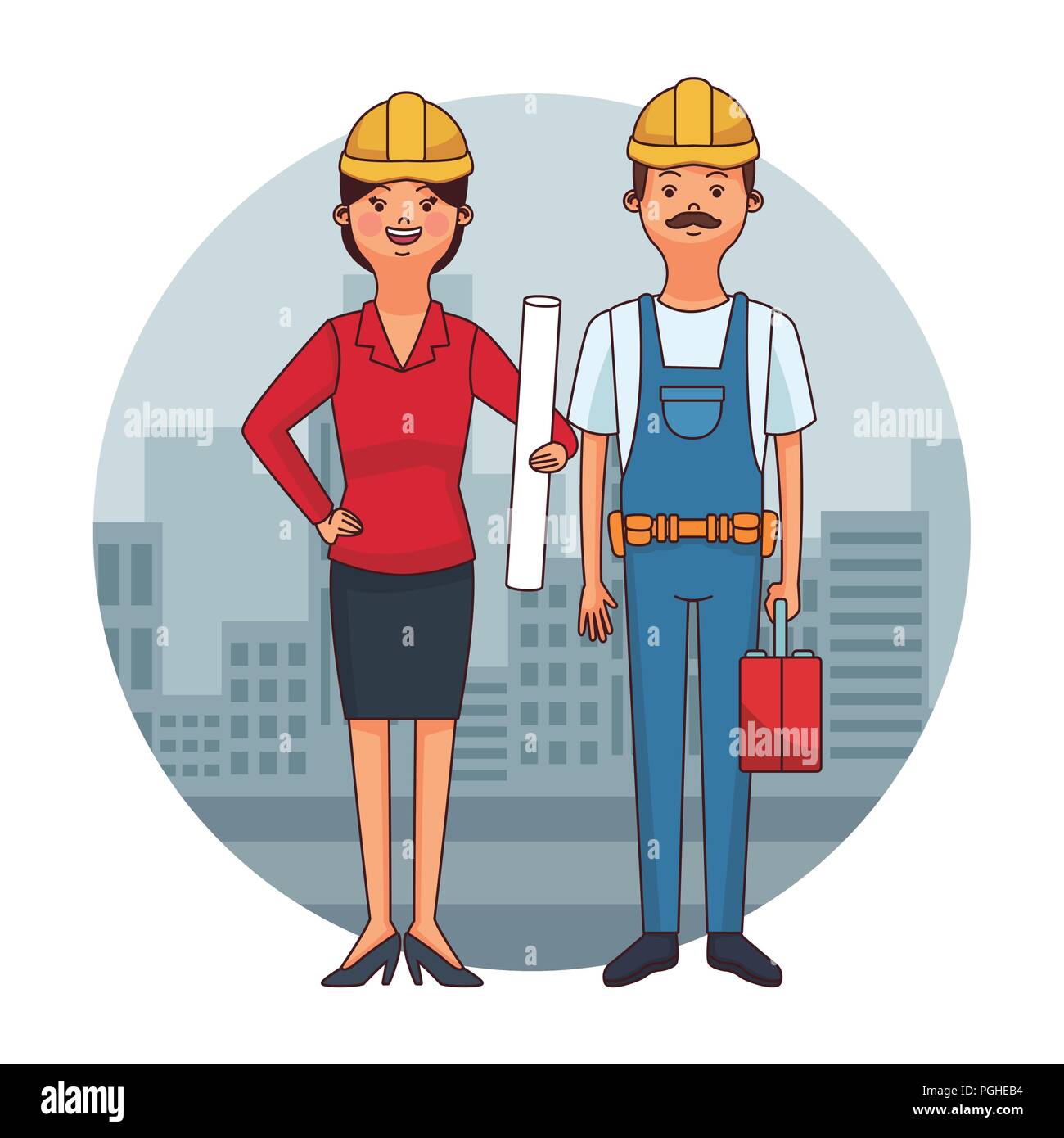 Architect and worker cartoon Stock Vector Image & Art - Alamy
