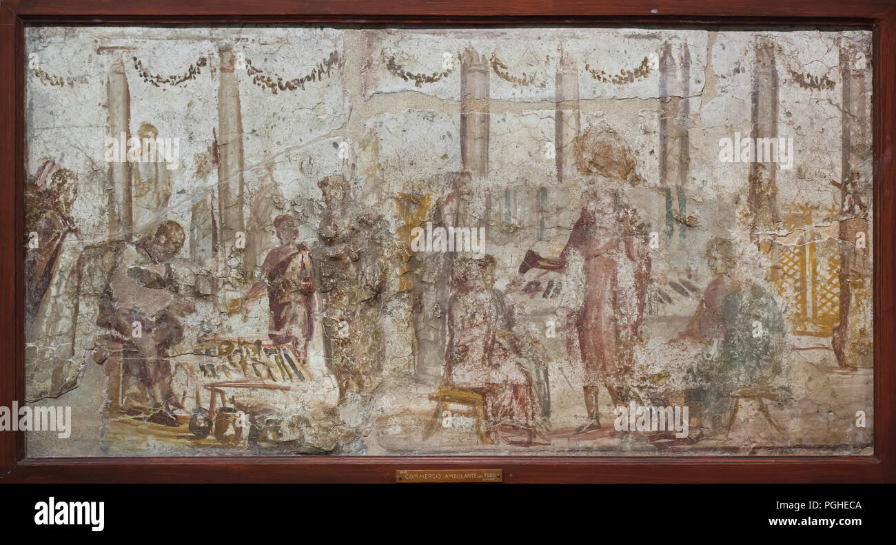 Roman forum scene depicted in the Roman fresco from the House of Julia ...