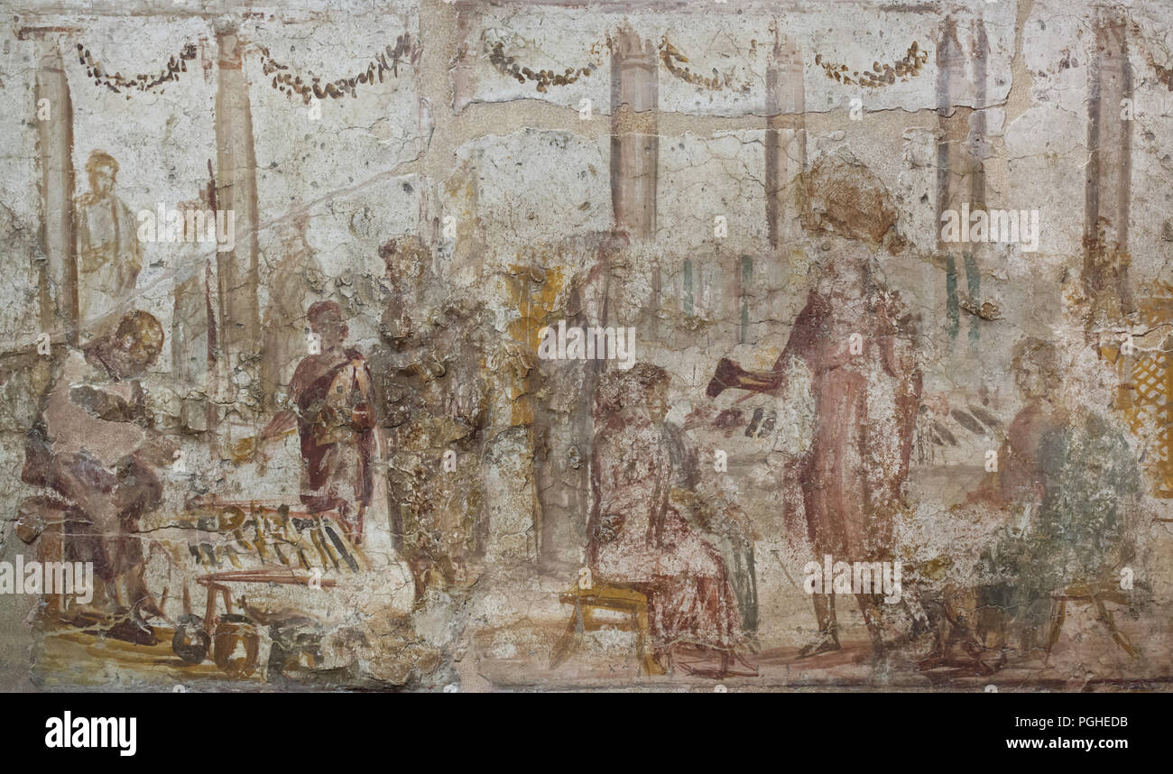 Roman forum scene depicted in the Roman fresco from the House of Julia ...