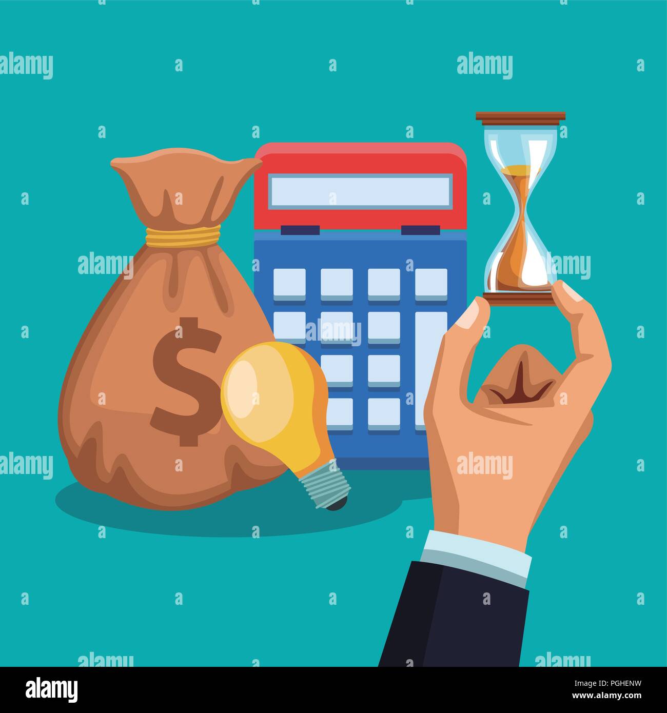 Businessman holding calculator Stock Vector Images - Alamy