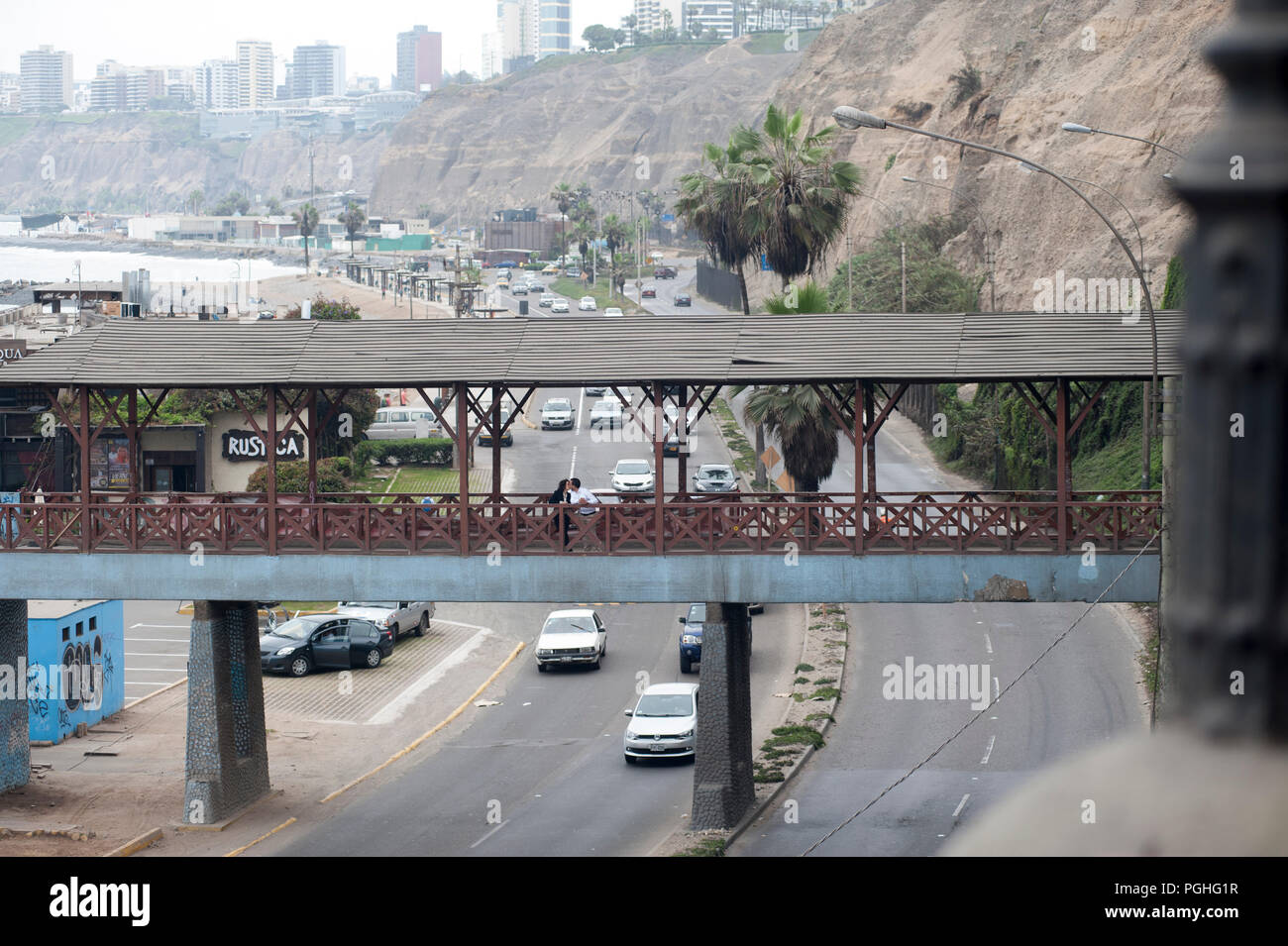 Boardwalk of Barranco, Lima, Peru. View of the bridge that overlooks ...