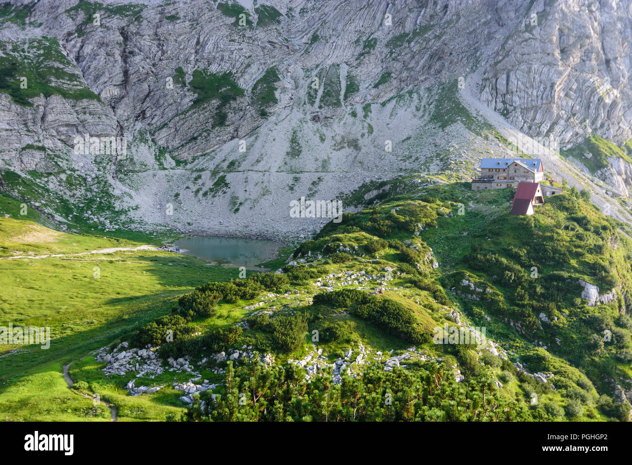 Allgäuer Alpen: mountain hut Prinz-Luitpold-Haus, flowers, Schwaben ...