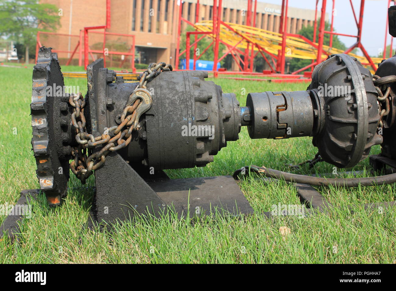 Traveling kiddie carnival ride roller coaster motor engine under ...