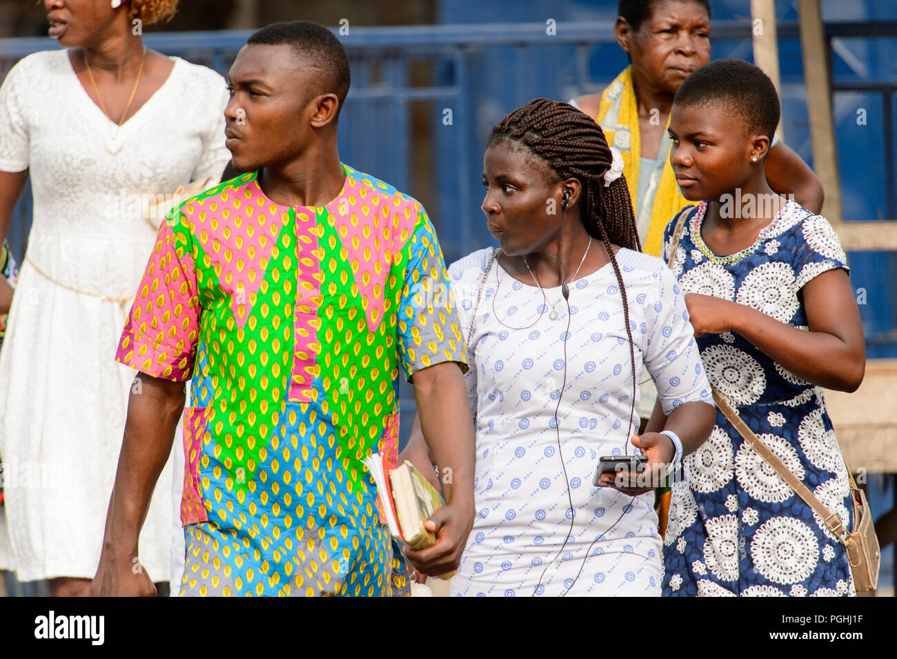 ACCRA, GHANA - Jan 8, 2017: Unidentified Ghanaian group of people stand ...