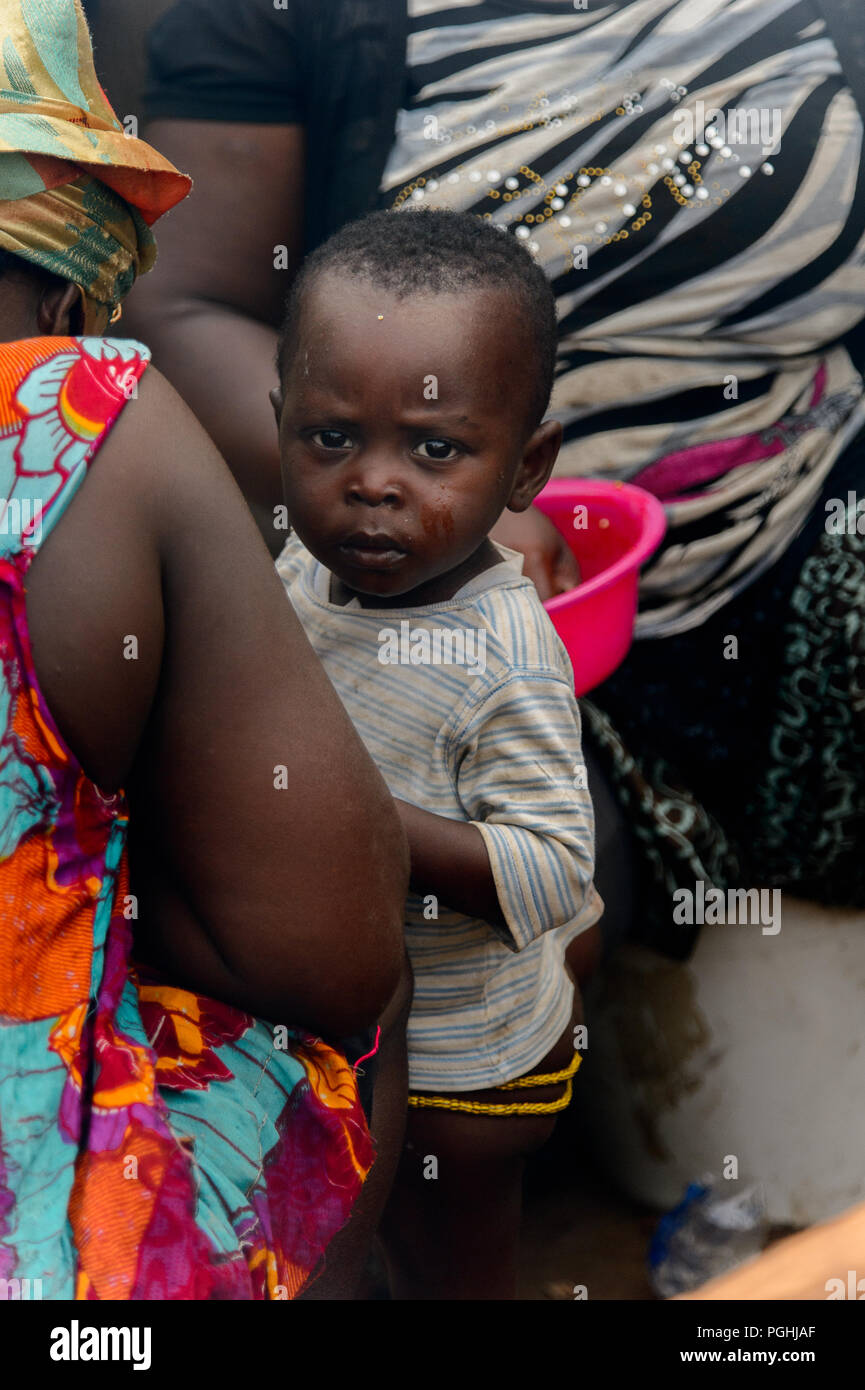 ACCRA, GHANA - Jan 8, 2017: Unidentified Ghanaian little girt with ...