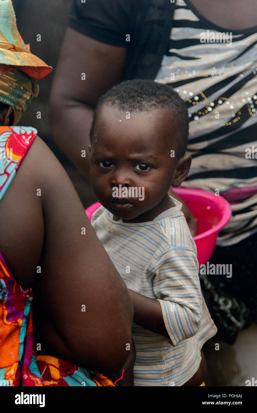 ACCRA, GHANA - Jan 8, 2017: Unidentified Ghanaian little girt with ...