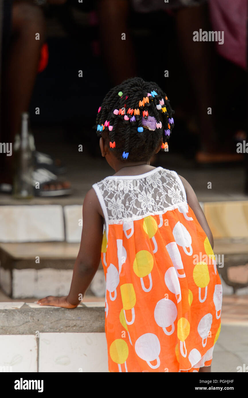 ACCRA, GHANA - Jan 8, 2017: Unidentified Ghanaian little girl with ...