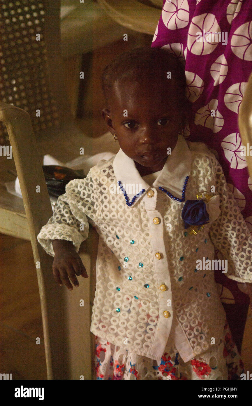 ACCRA, GHANA - Jan 8, 2017: Unidentified Ghanaian little girl in pretty ...