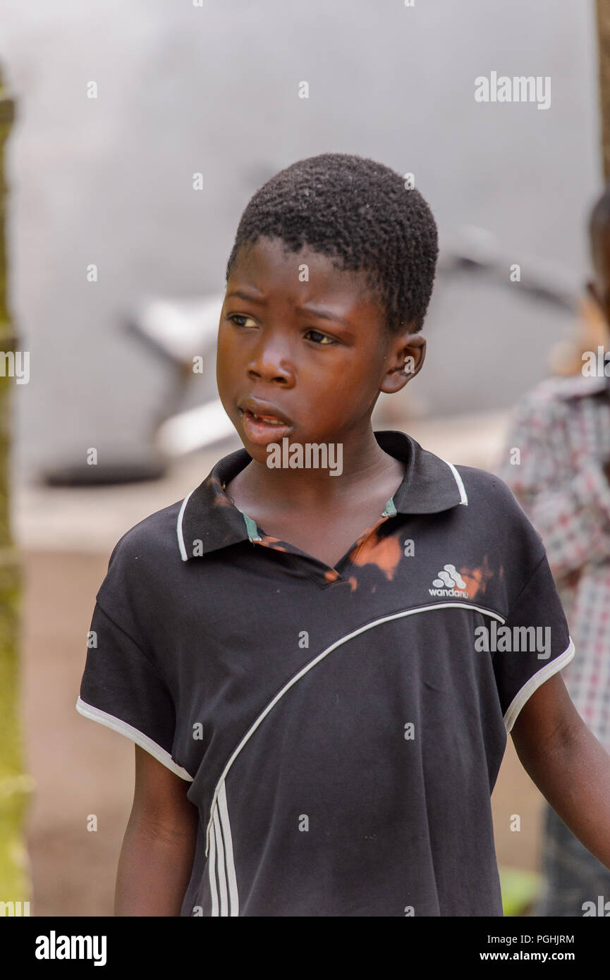 ACCRA, GHANA - Jan 8, 2017: Unidentified Ghanaian boy in black shirt ...