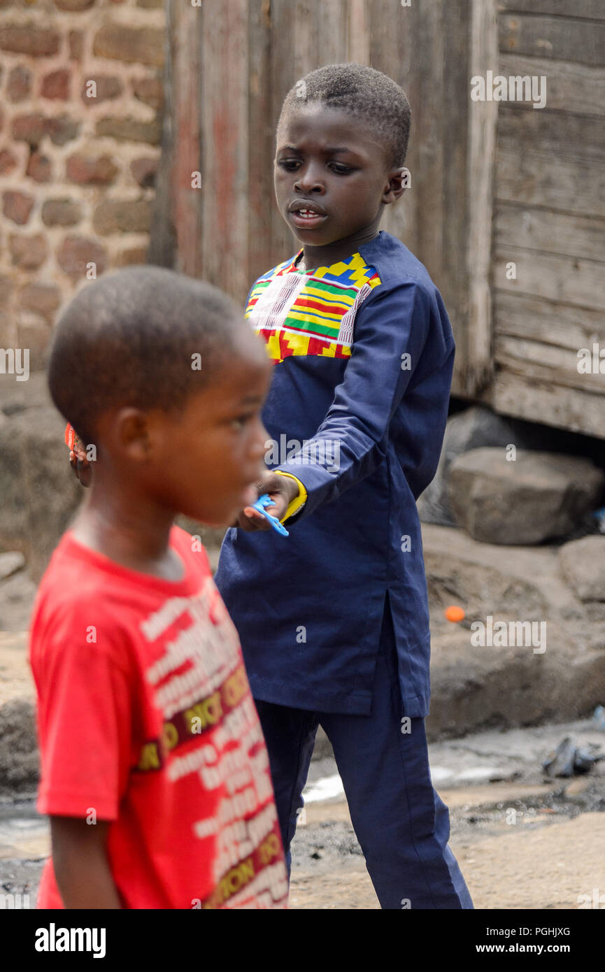 ACCRA, GHANA - Jan 8, 2017: Unidentified Ghanaian boys play at the ...