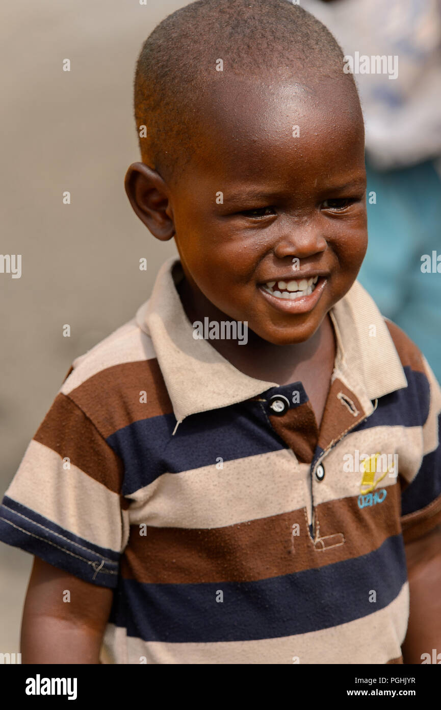 ACCRA, GHANA - Jan 8, 2017: Unidentified Ghanaian boy smiles at the ...