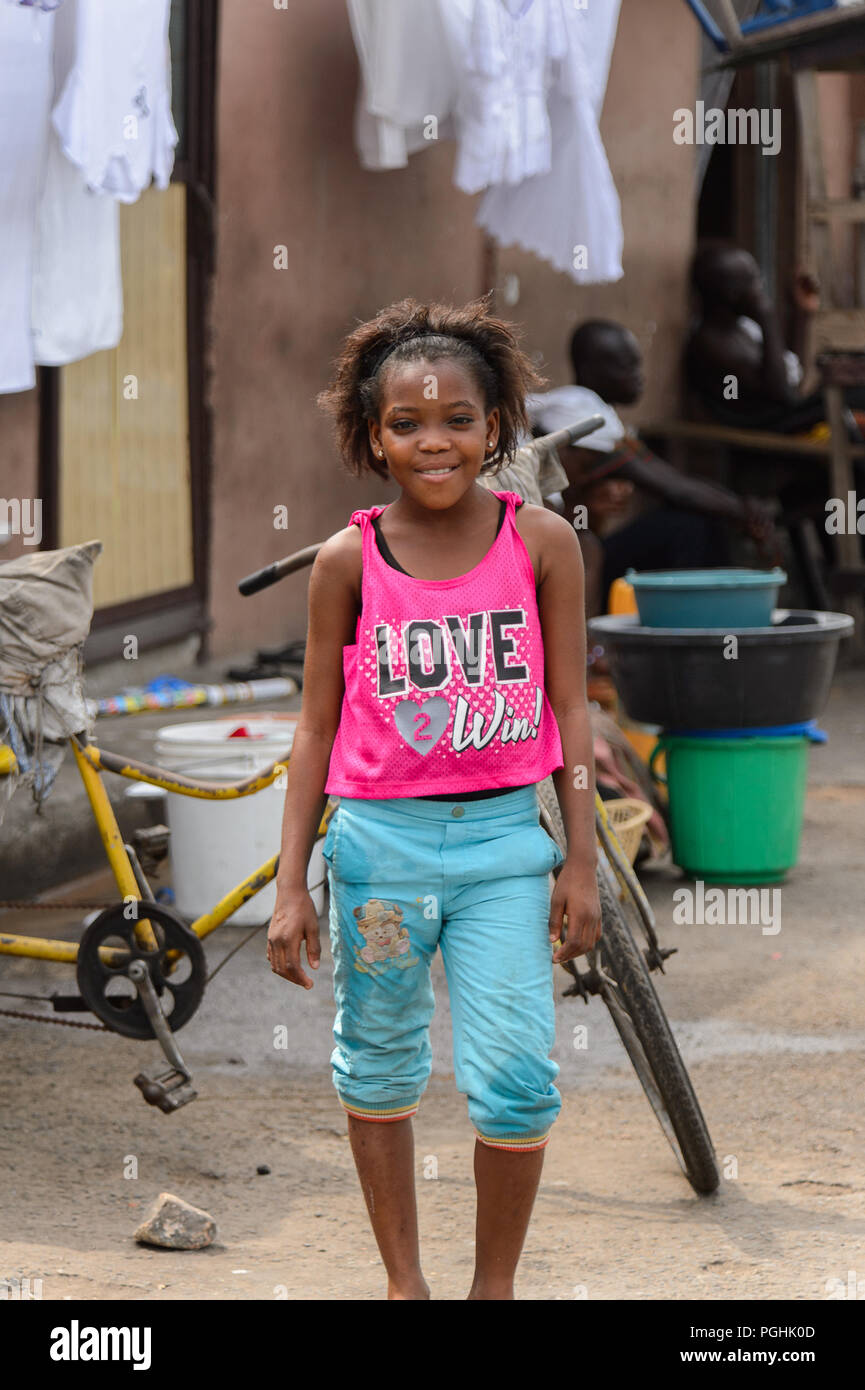 ACCRA, GHANA - Jan 8, 2017: Unidentified Ghanaian beautiful little girl ...