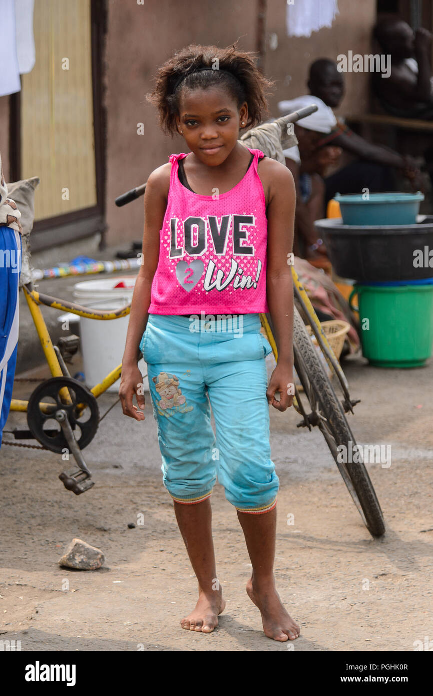 ACCRA, GHANA - Jan 8, 2017: Unidentified Ghanaian beautiful little girl ...