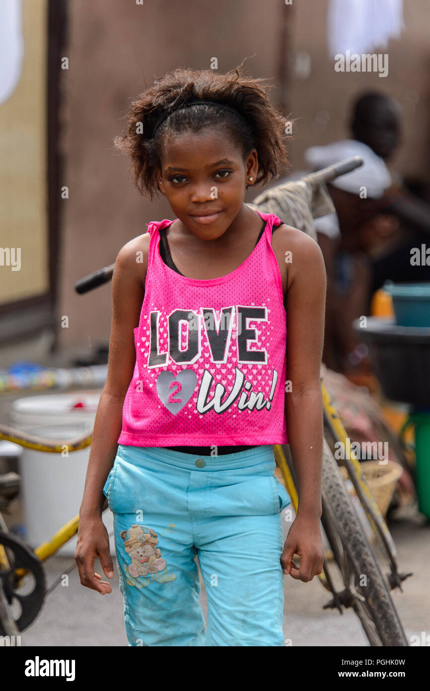 ACCRA, GHANA - Jan 8, 2017: Unidentified Ghanaian beautiful little girl ...