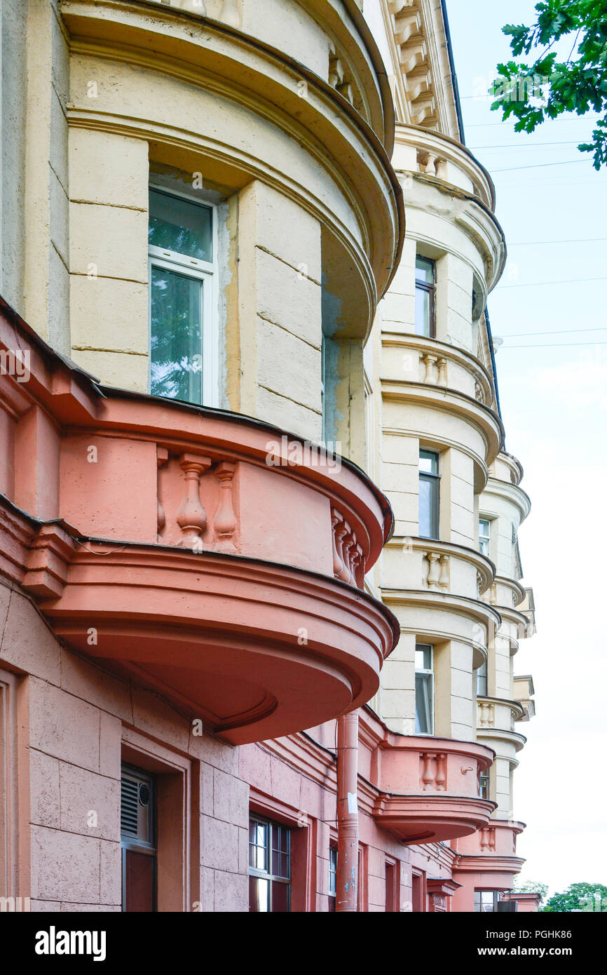 Side view on generic urban city classic style building exterior with ...