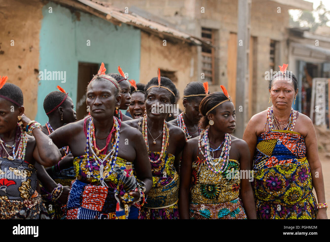 OUIDAH, BENIN - Jan 10, 2017: Unidentified Beninese women in national ...