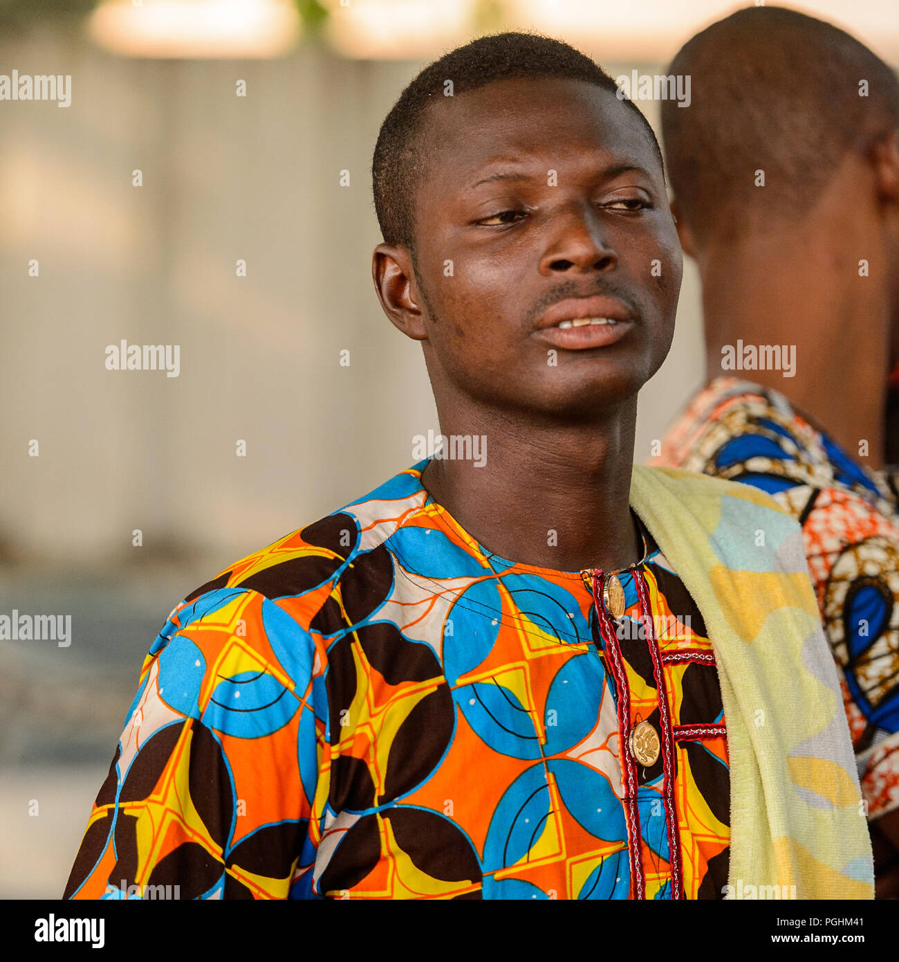 OUIDAH, BENIN - Jan 10, 2017: Unidentified Beninese man in national ...