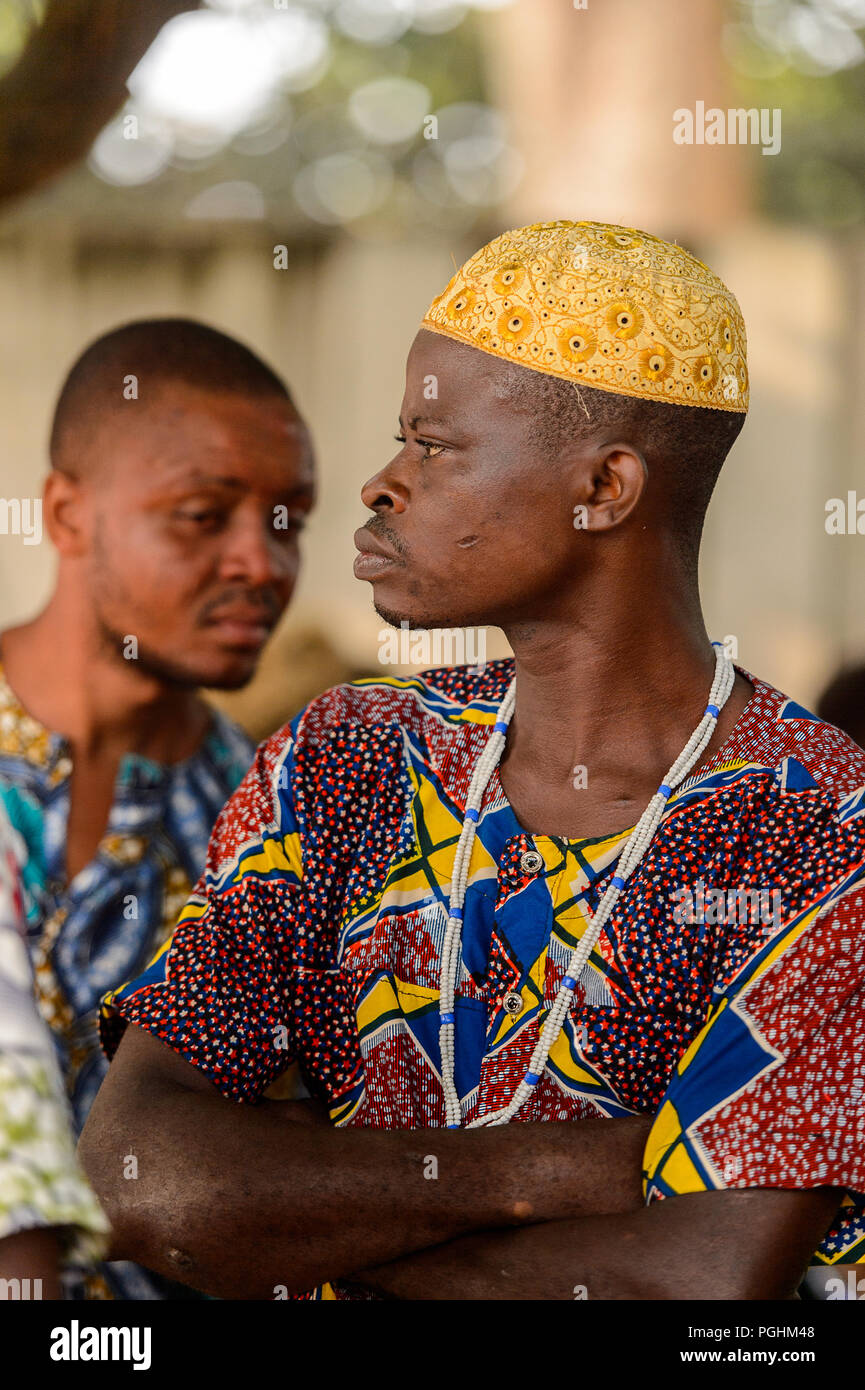 OUIDAH, BENIN - Jan 10, 2017: Unidentified Beninese man in national ...