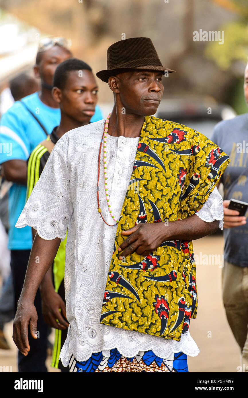 OUIDAH, BENIN - Jan 10, 2017: Unidentified Beninese man in national ...