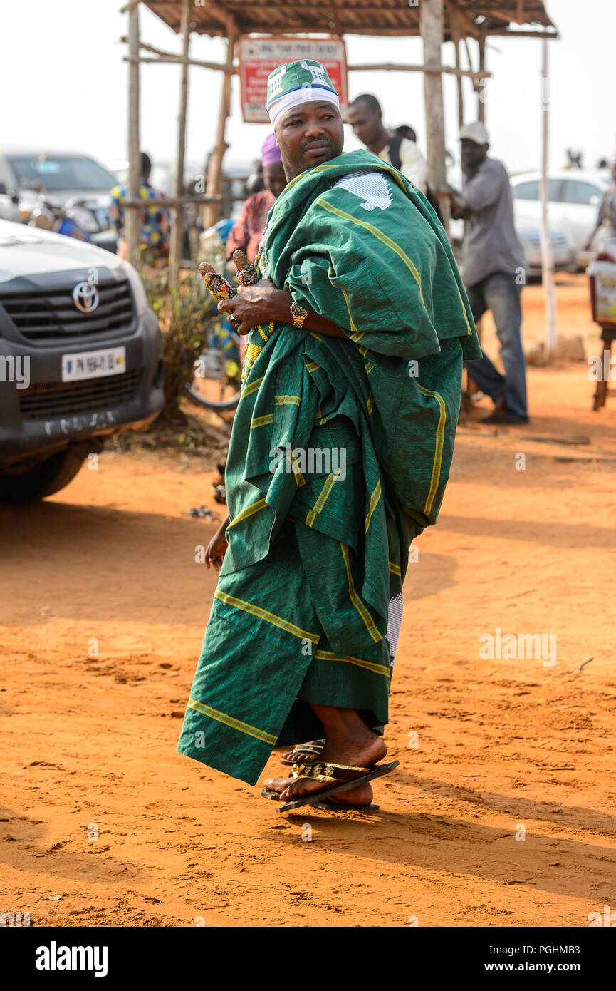 OUIDAH, BENIN - Jan 10, 2017: Unidentified Beninese man in national ...