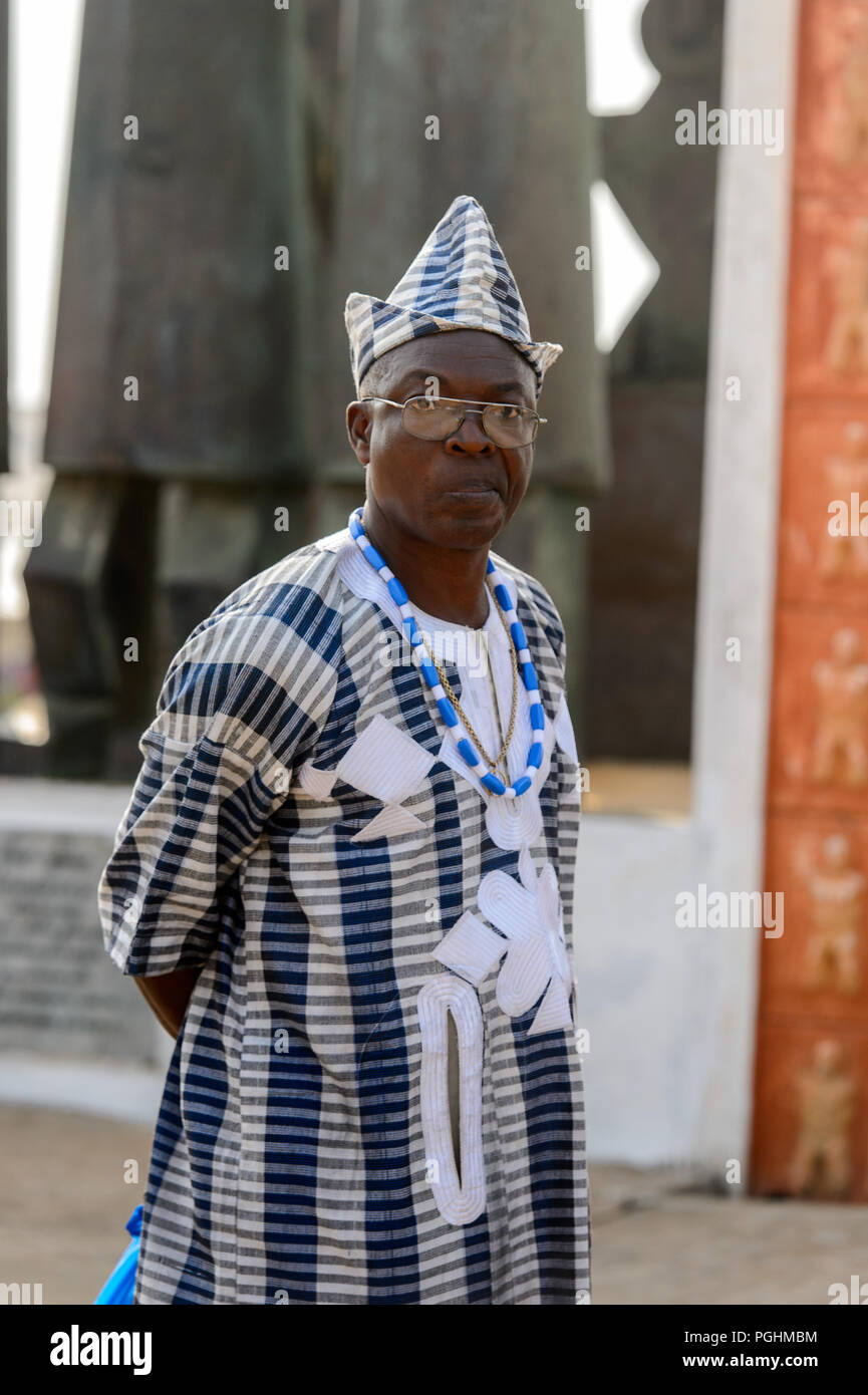 OUIDAH, BENIN - Jan 10, 2017: Unidentified Beninese man in national ...