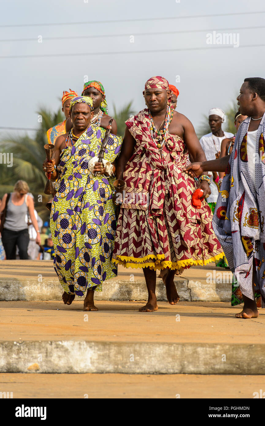 OUIDAH, BENIN - Jan 10, 2017: Unidentified Beninese people in national ...
