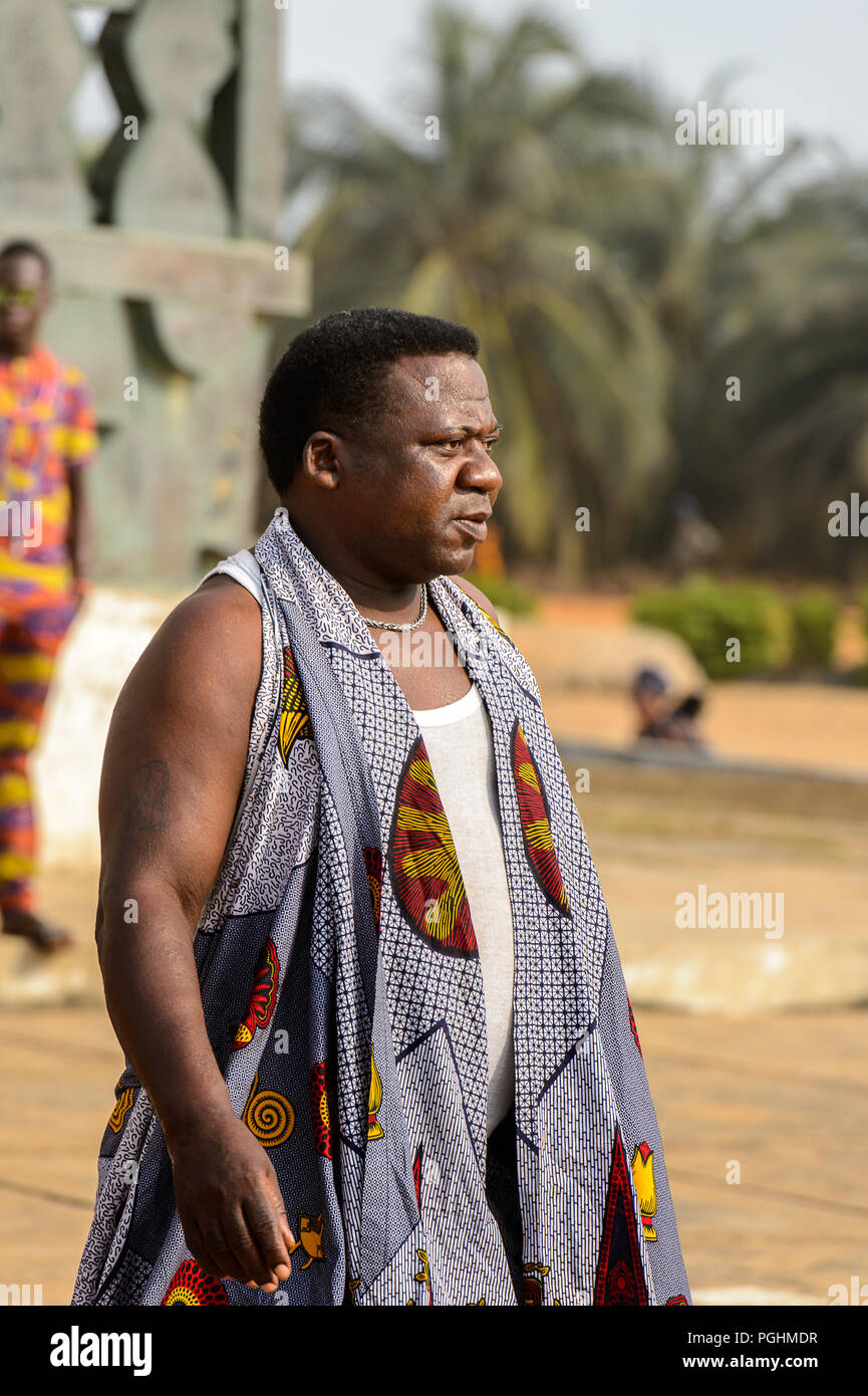 OUIDAH, BENIN - Jan 10, 2017: Unidentified Beninese man in national ...