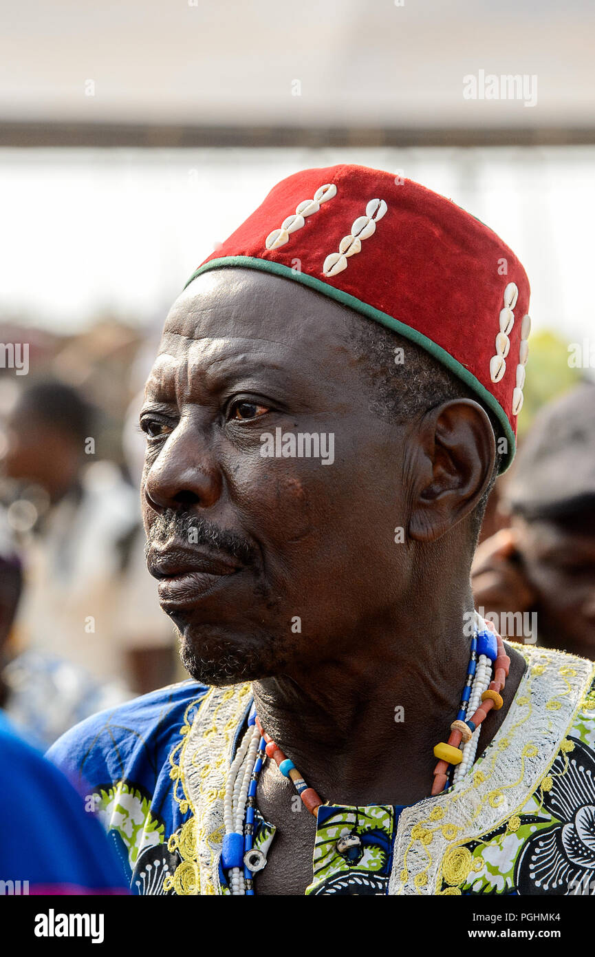 OUIDAH, BENIN - Jan 10, 2017: Unidentified Beninese man in national ...
