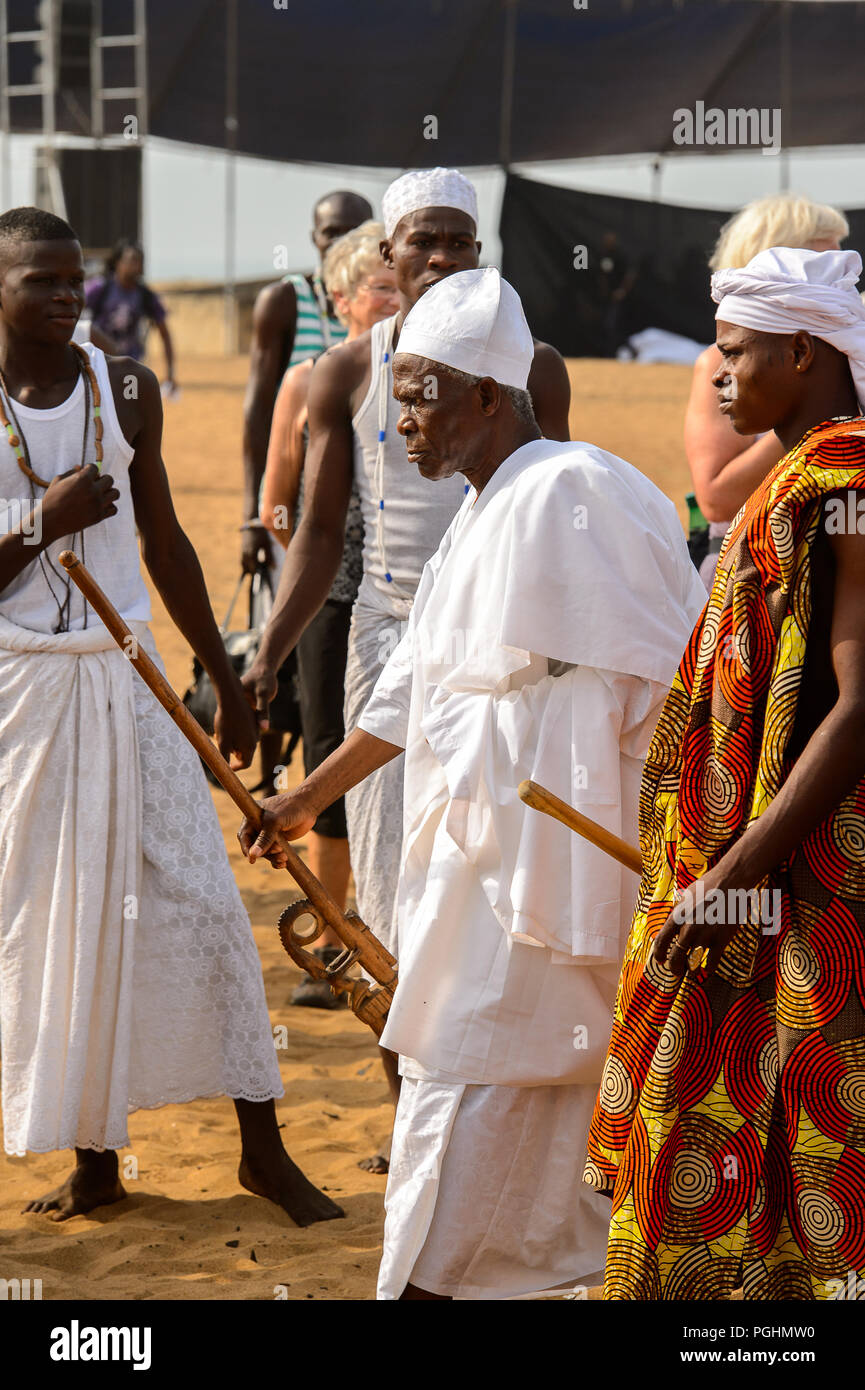 OUIDAH, BENIN - Jan 10, 2017: Unidentified Beninese men in national ...