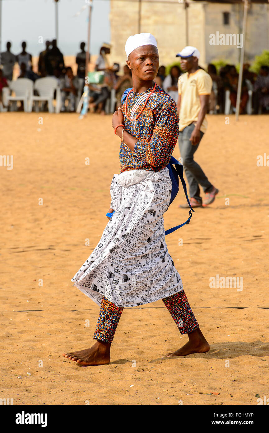 OUIDAH, BENIN - Jan 10, 2017: Unidentified Beninese man in national ...